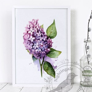 Purple Lilac Printable, Purple Lilac Digital Print, Lilac Watercolor ...