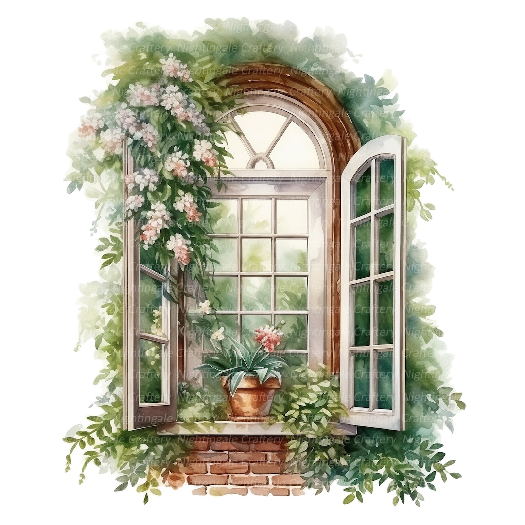 14 Floral Windows Clipart, Flower Windows, Floral Doors, Printable ...