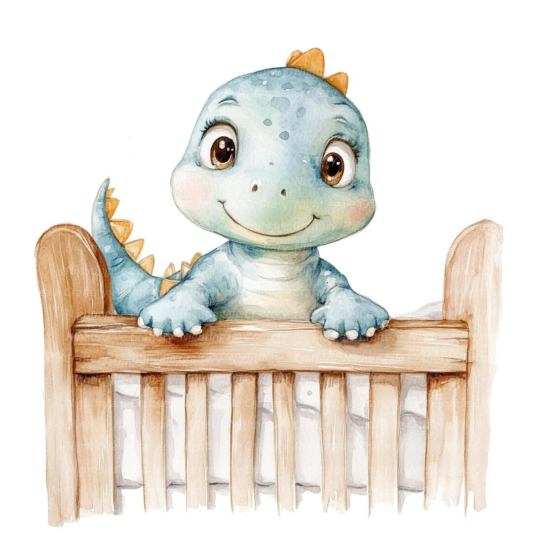10 Nursery Dinosaur Clipart, Baby Dinosaur, Printable Watercolor ...