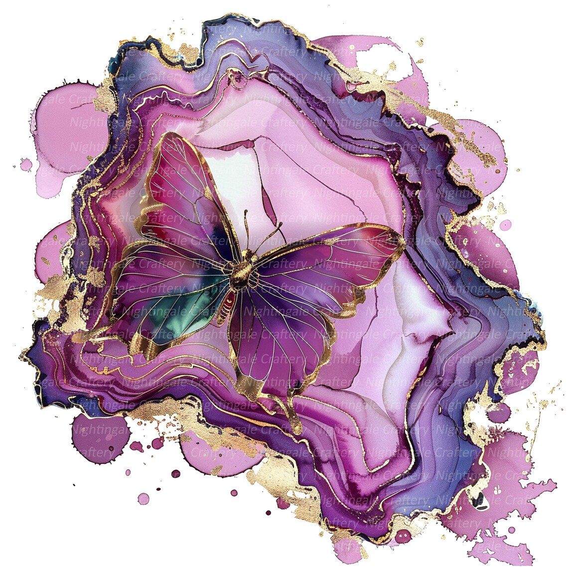 9 Abstract Butterfly Clipart, Purple Butterfly, Printable Watercolor ...