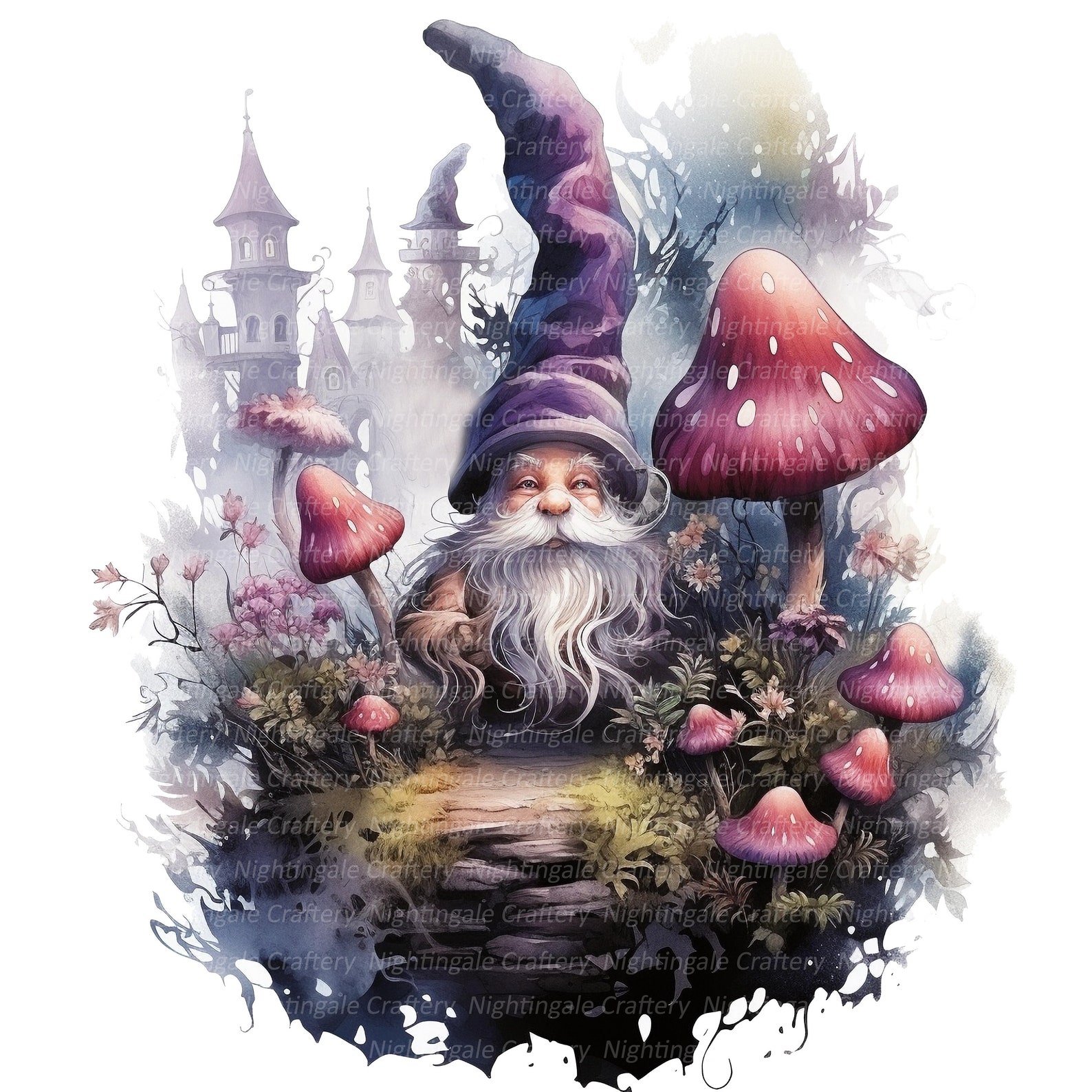 10 Magic Gnome Clipart, Forest Gnome Clipart, Printable Watercolor ...