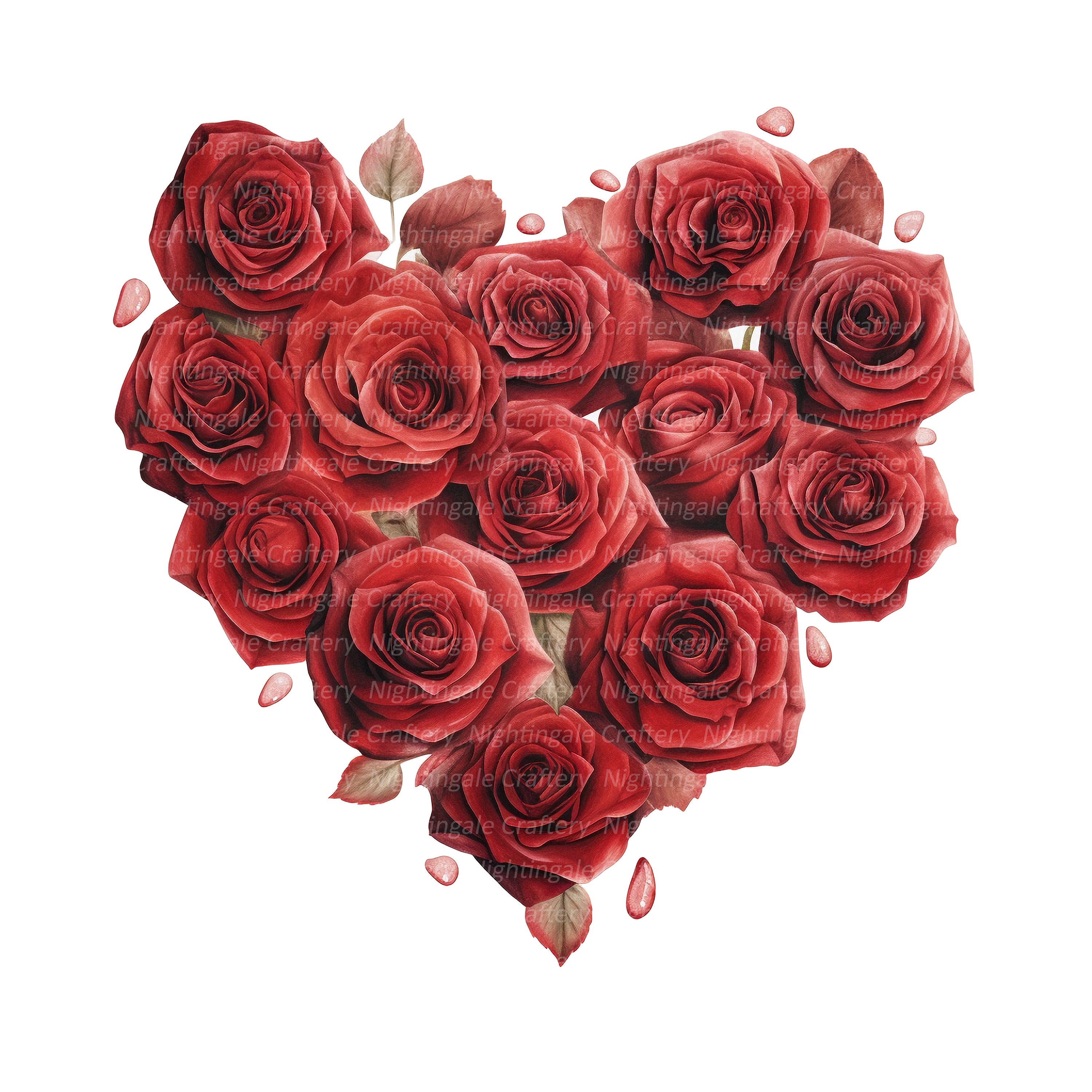 14 Roses Heart Clipart Floral Heart Digital Clipart - Etsy