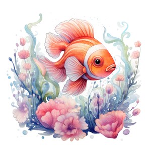 10 Watercolor Clownfish Clipart, Clown Fish, Printable Watercolor ...
