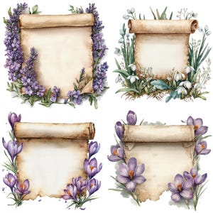 20 Spring Theme Scroll Clipart, Vintage Scroll, High Quality Jpgs ...