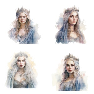 18 Princess With Crone Clipart, Fairy Princesses, Printable Watercolor ...