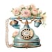 8 Vintage Floral Phone Clipart, Retro Telephone, Printable Watercolor ...