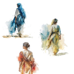 14 Woman in Biblical Times Clipart, Printable Watercolor Clipart, High ...