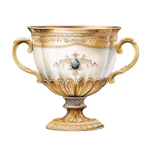 12 Golden Trophy Clipart Set 2, Cup Clipart, Printable Watercolor ...