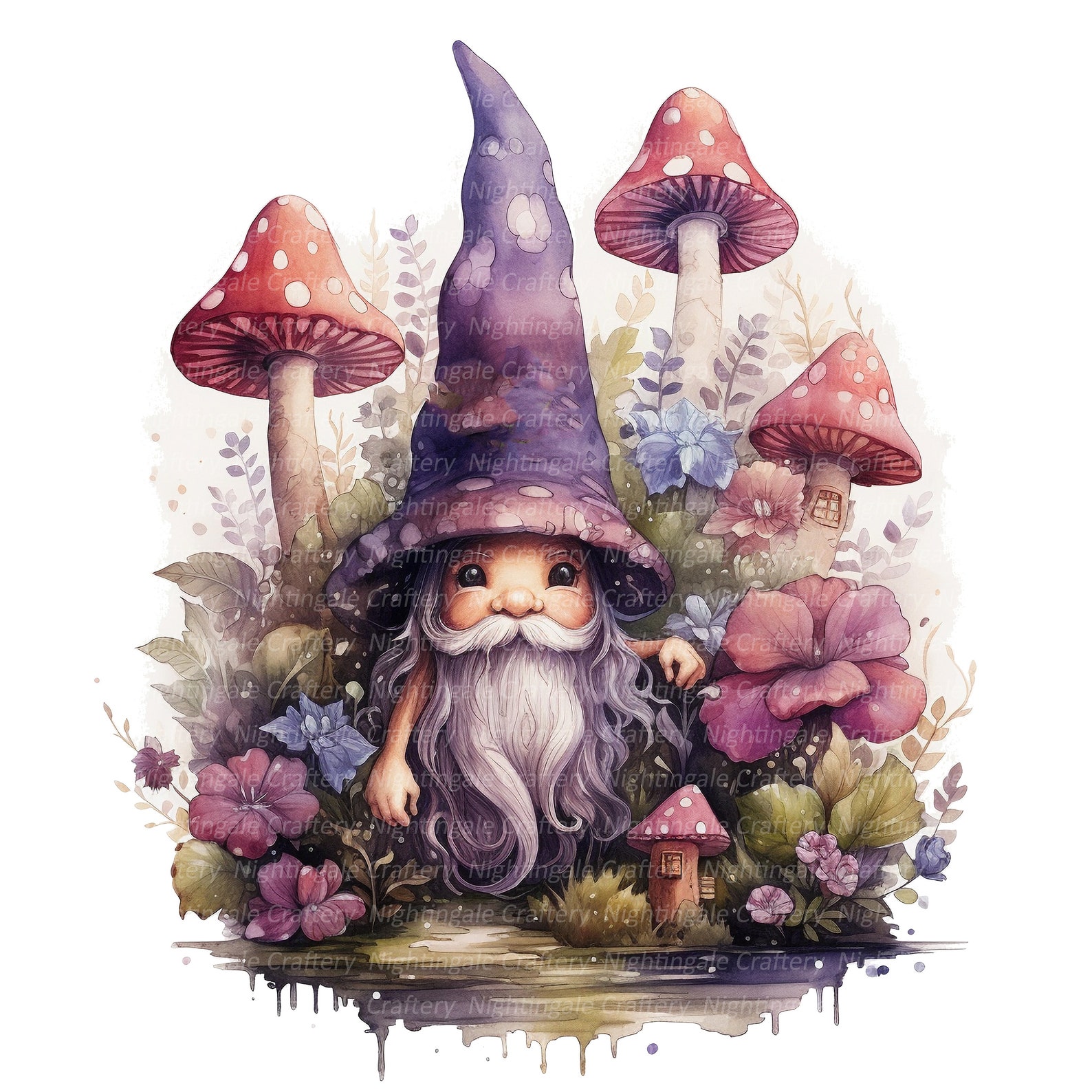 10 Magic Gnome Clipart, Forest Gnome Clipart, Printable Watercolor ...