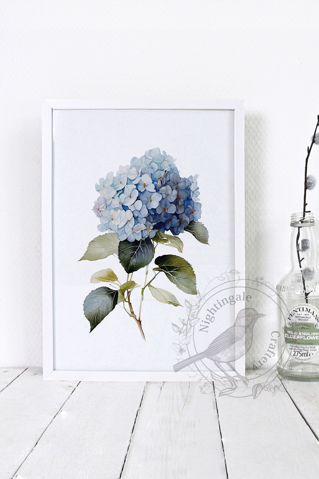 Blue Hydrangea Printable, Blue Hydrangea Digital Print, Blue Hydrangea ...