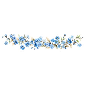 Floral Border, Forget Me Not Border, Digital Clipart, Watercolor ...