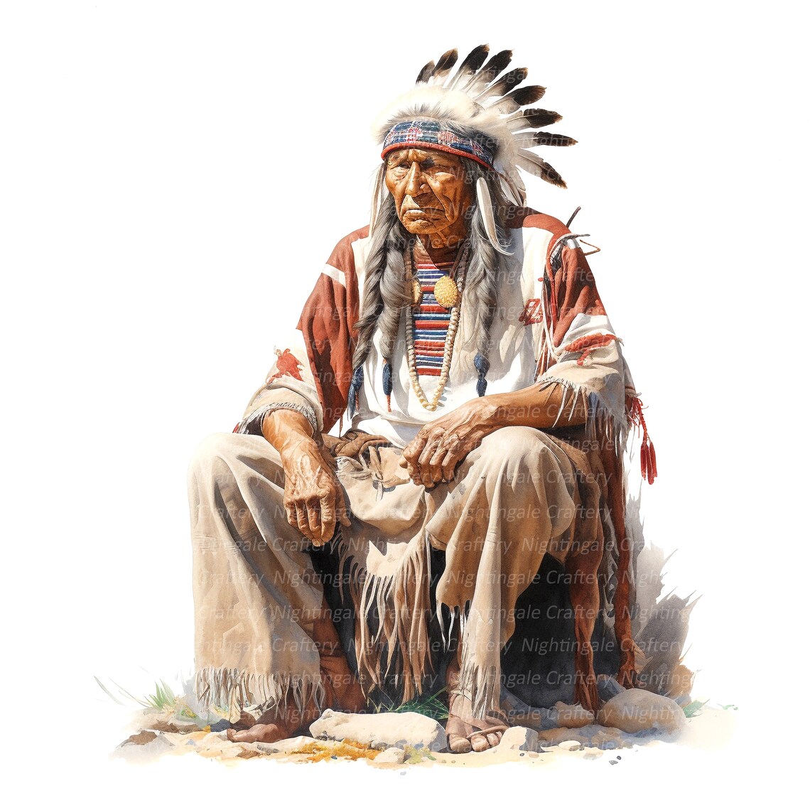 12 Native American Indian Shaman Clipart, Printable Watercolor Clipart ...