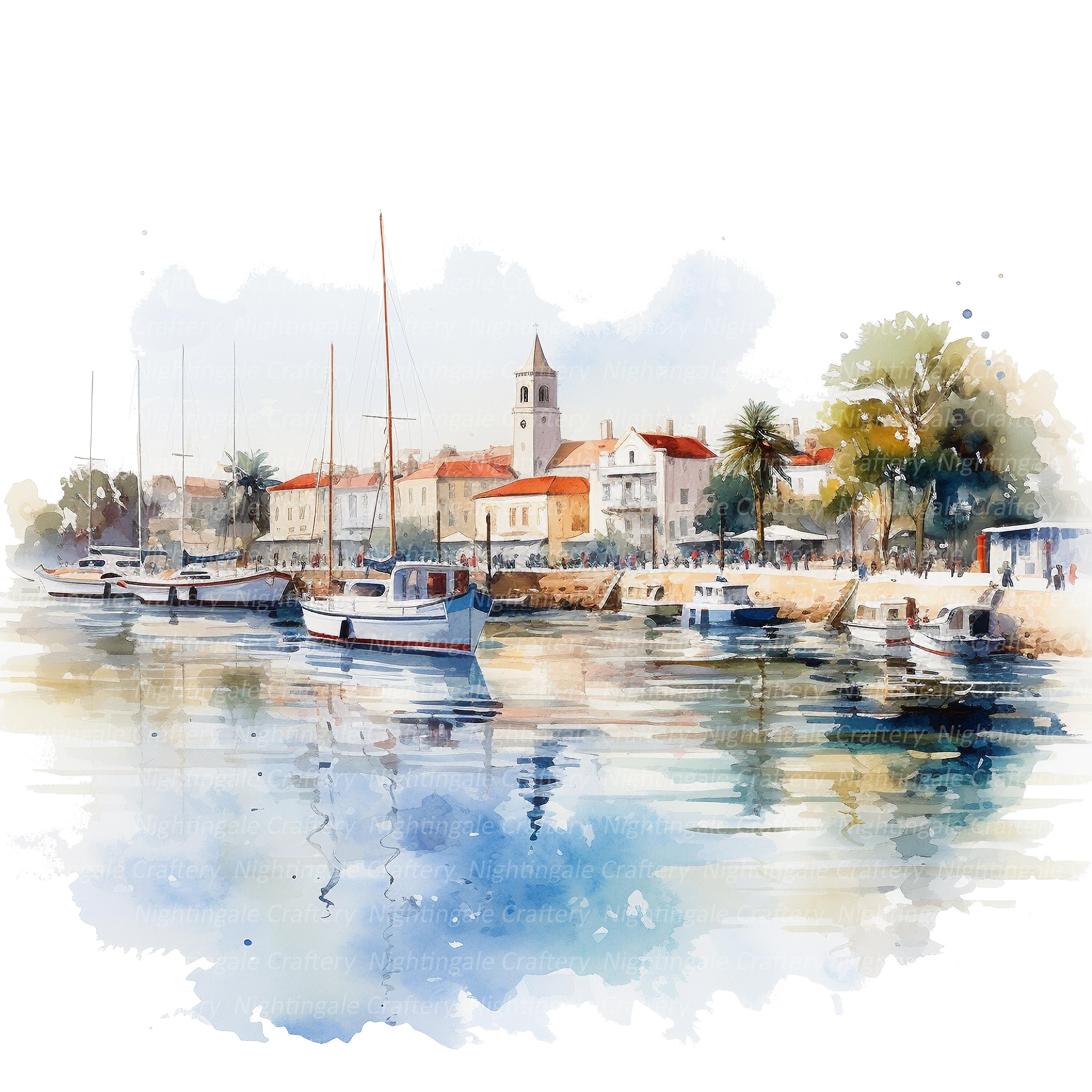 10 Harbour Landscape Clipart Printable Watercolor Clipart - Etsy