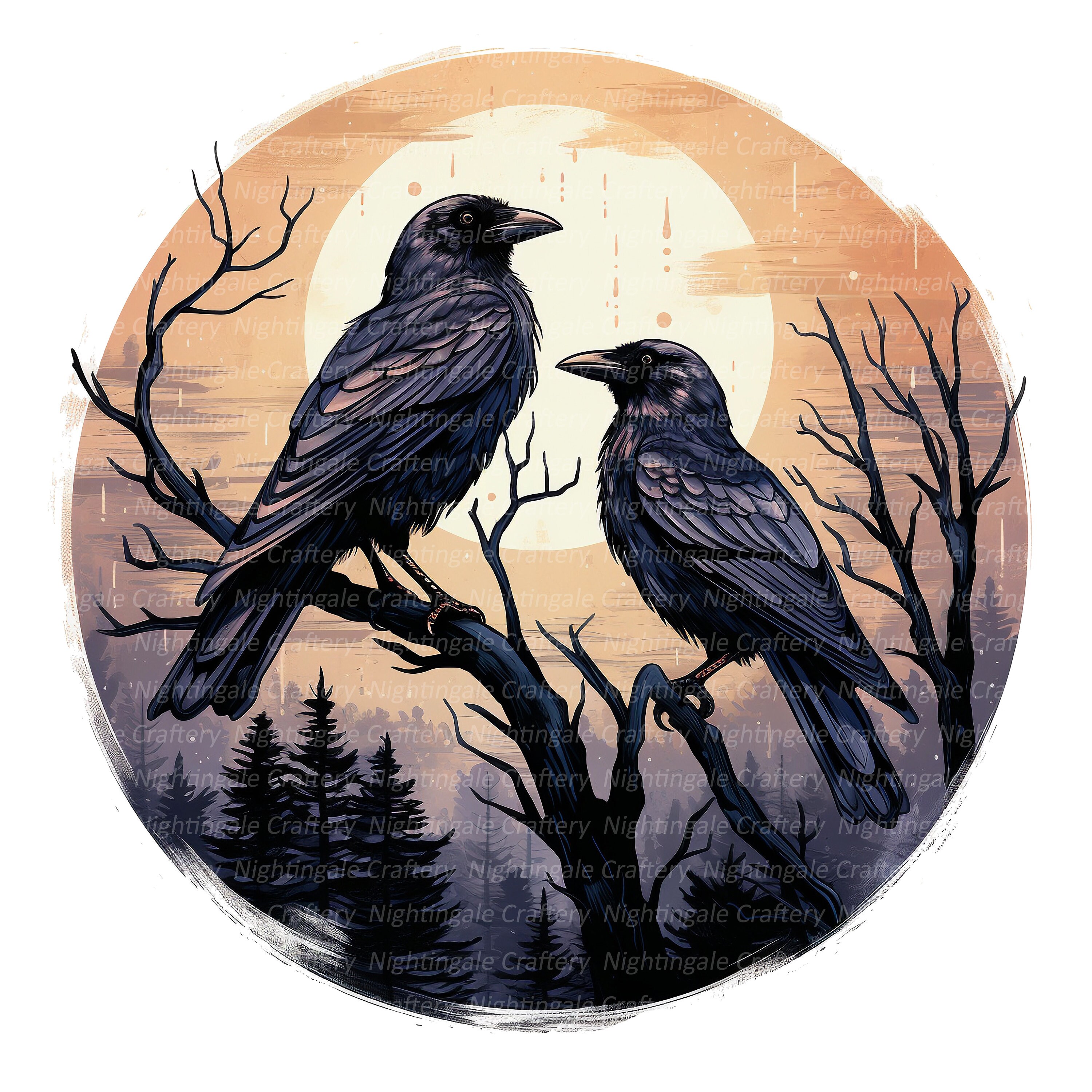 9 Two Crows Clipart, Crow Logo Clipart, Raven, Printable Watercolor ...