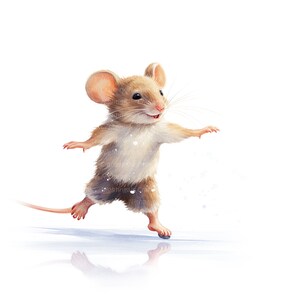 10 Mouse Skating Clipart, Printable Watercolor Clipart, 10 High Quality ...