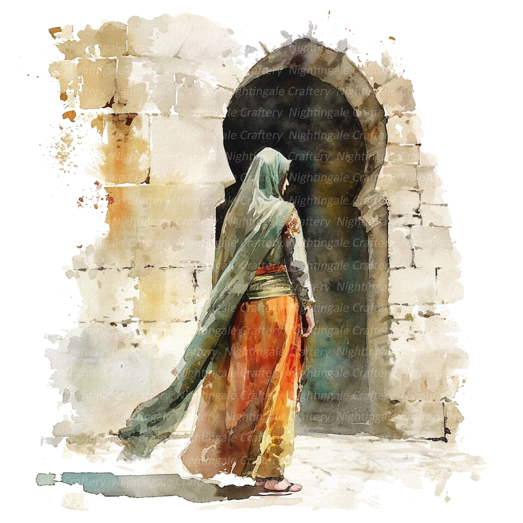 14 Woman in Biblical Times Clipart, Printable Watercolor Clipart, High ...