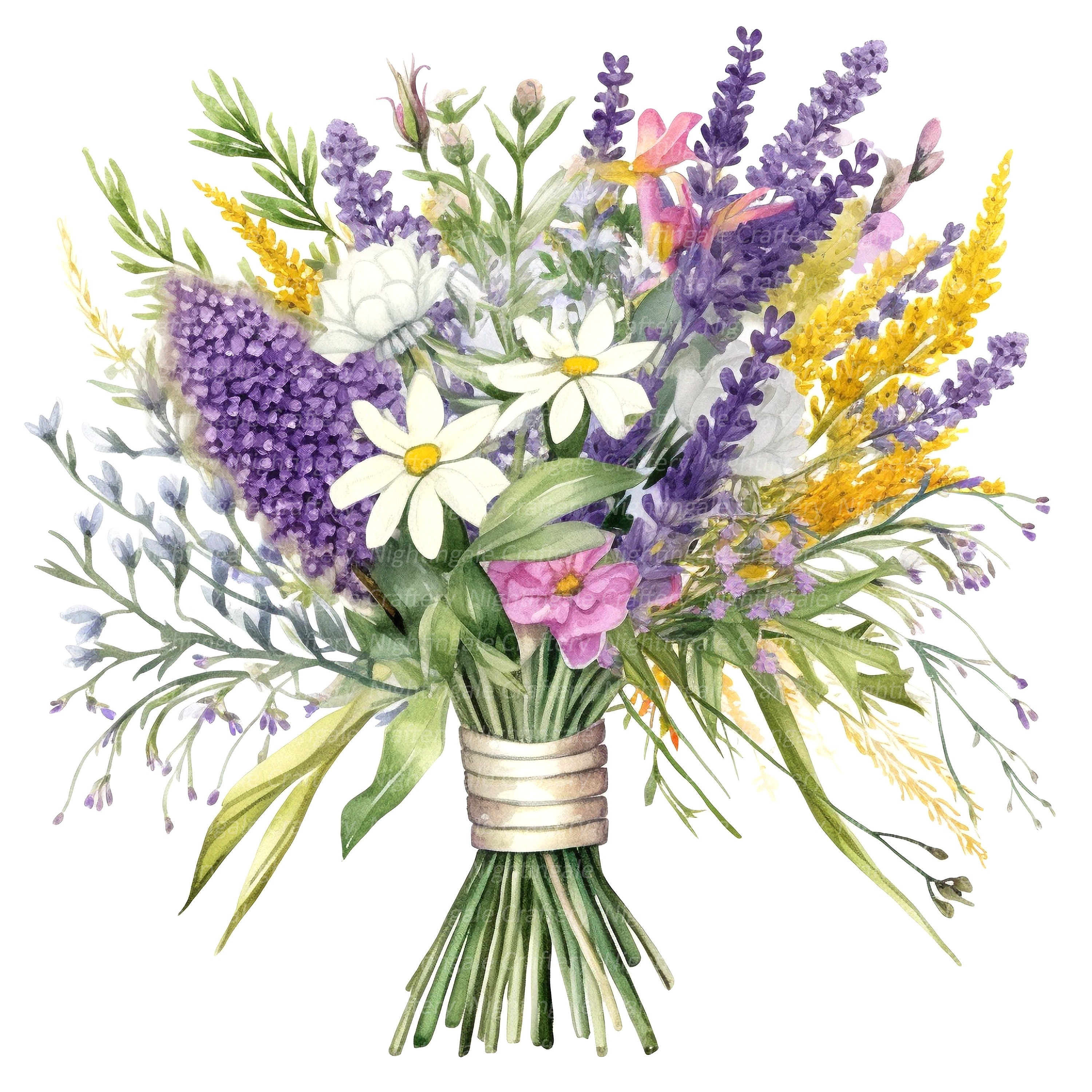 12 Lavender Bouquet Clipart Lavender Print Printable - Etsy