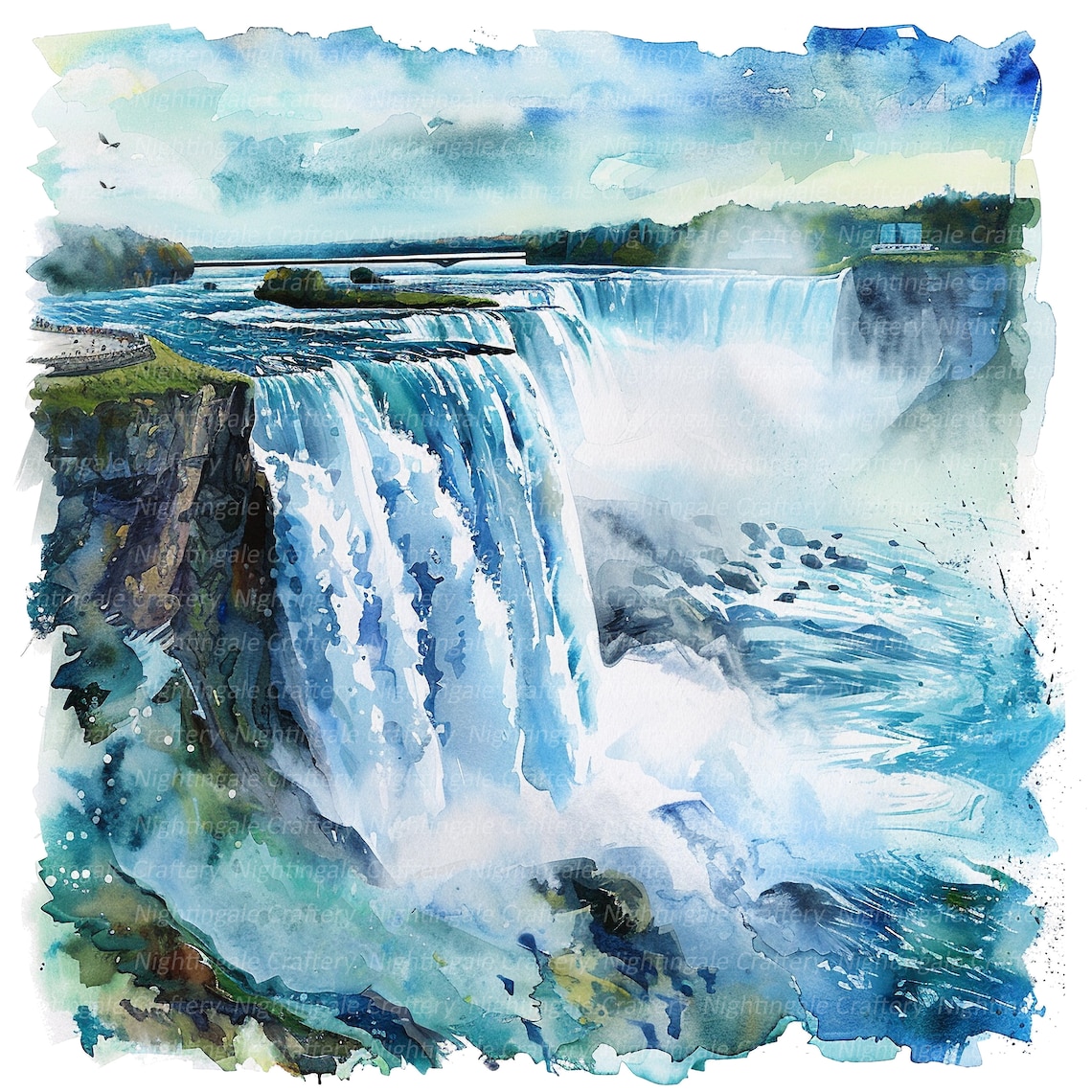 9 Niagara Landscape Clipart, Niagara Falls, Printable Watercolor ...