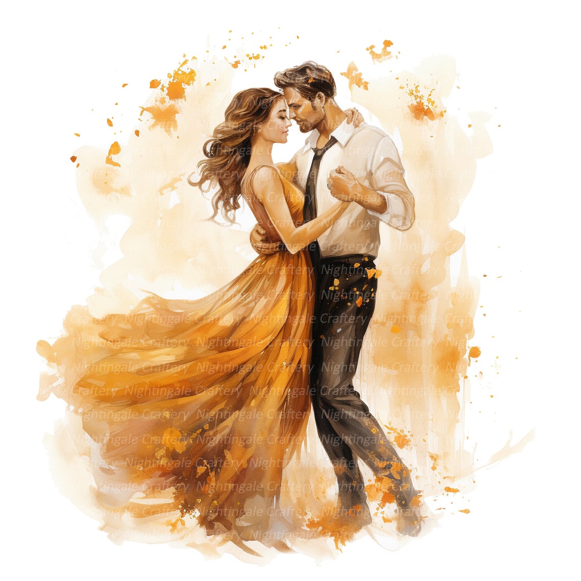 14 Couple Dancing in Autumn Clipart, Printable Watercolor Clipart, High ...