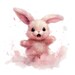 12 Pink Fluffy Bunny Clipart, Rabbit Clipart, Printable Watercolor ...