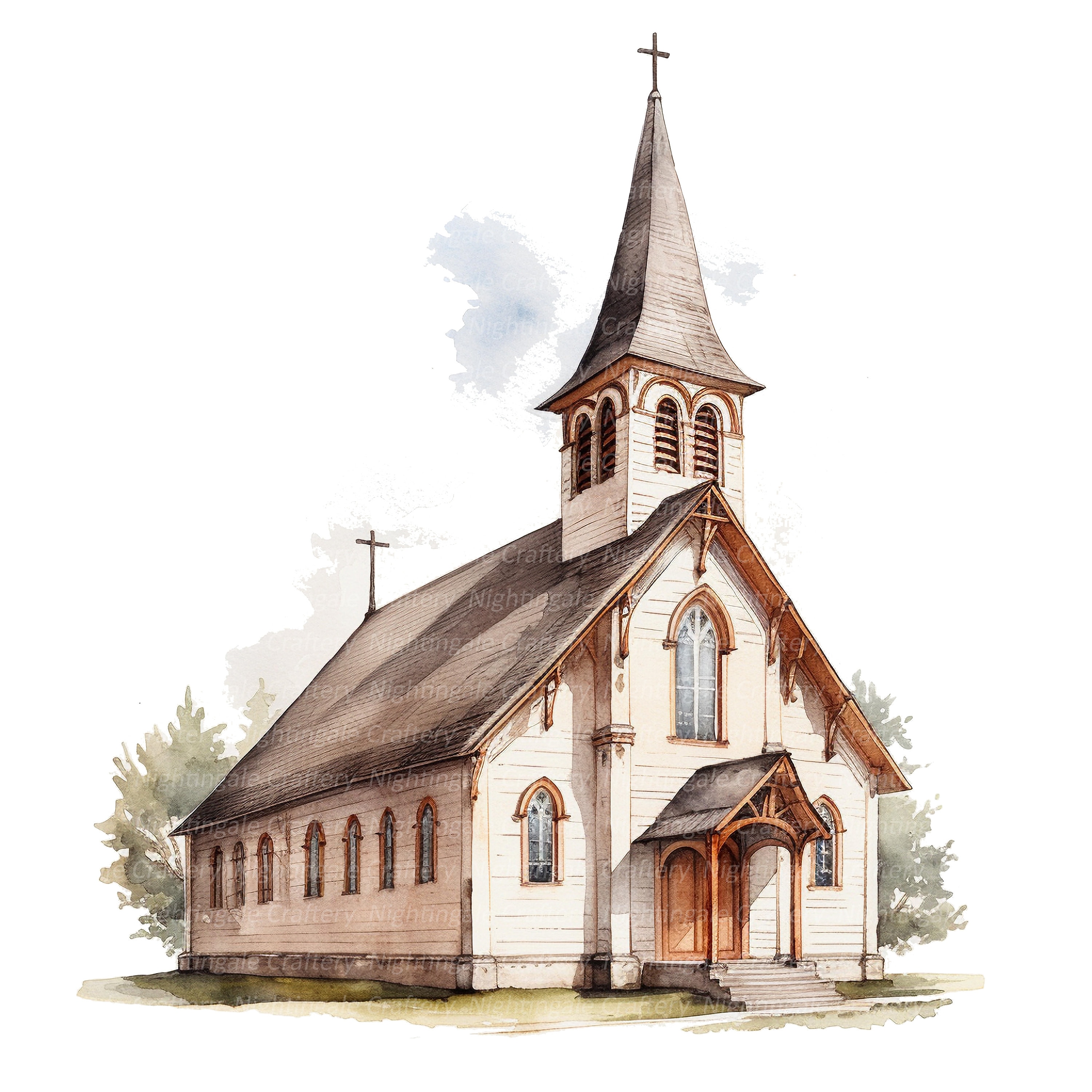 16 Church Clipart, Old Chapel, Printable Watercolor Clipart, High ...