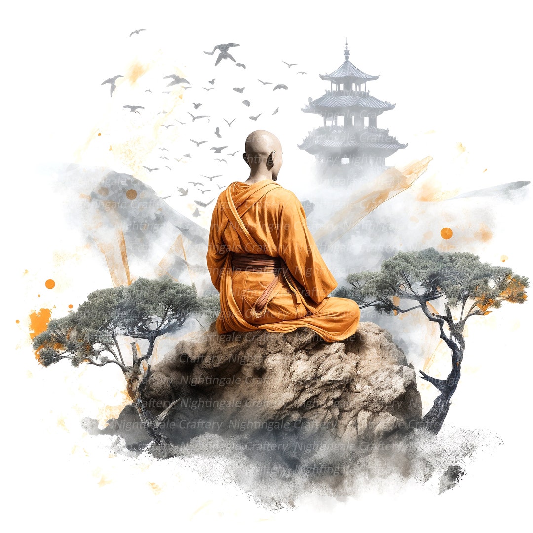 12 Shaolin Monk Clipart, Buddhism, Kung Fu, Printable Watercolor ...