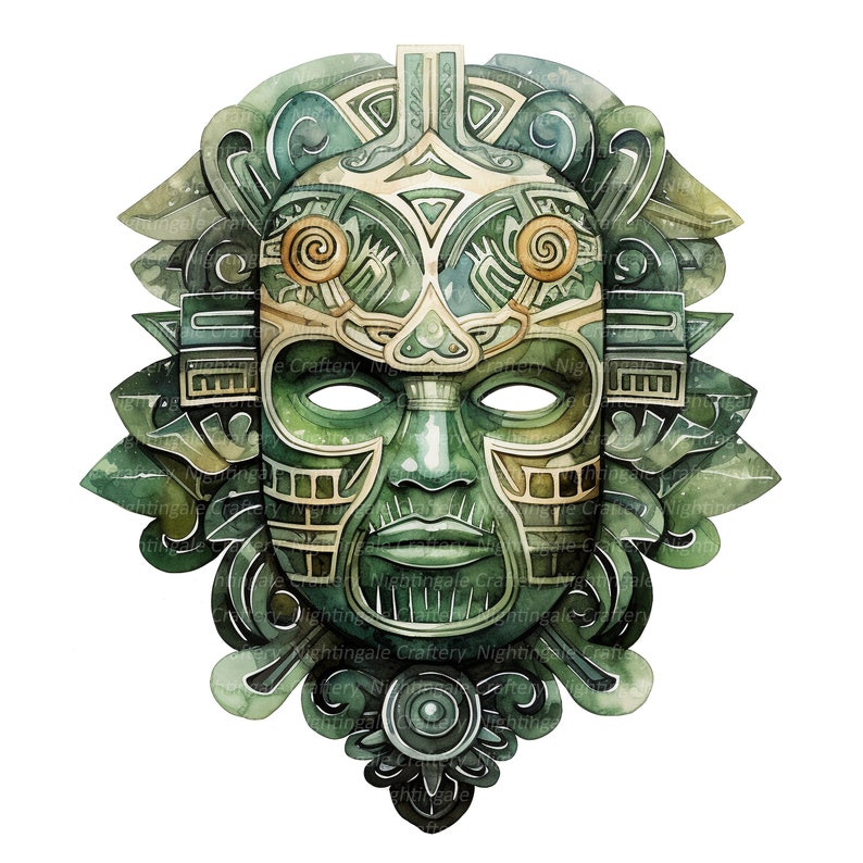 12 Imágenes prediseñadas de máscara de jade azteca, imágenes ...