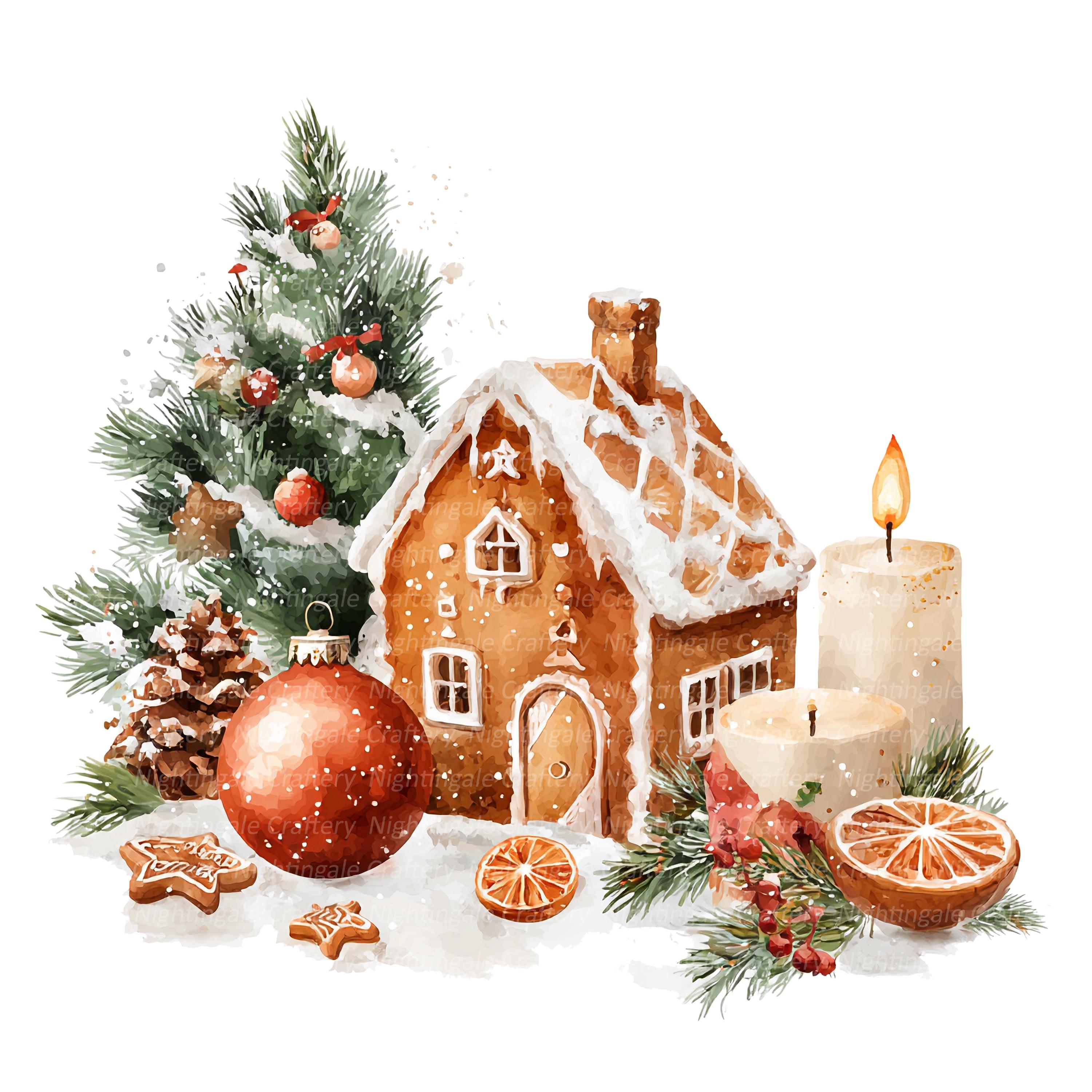13 Gingerbread House Clipart, Christmas Decor Clipart, Printable ...