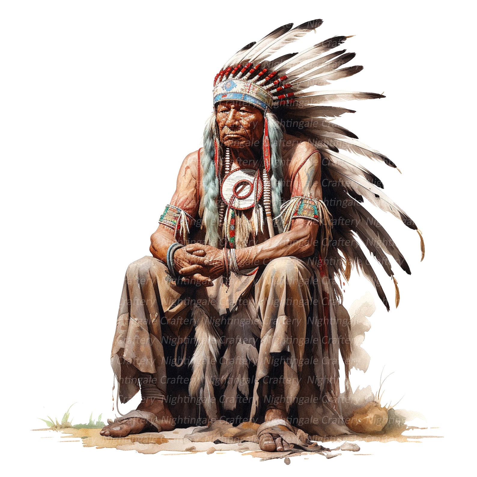 12 Native American Indian Shaman Clipart, Printable Watercolor Clipart ...