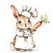 8 Bunny Chef Clipart, Cook Clipart, Printable Watercolor Clipart, High ...