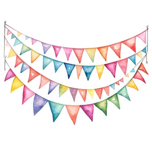 13 Party Bunting Clipart, Coloured Garland Clipart, Printable ...