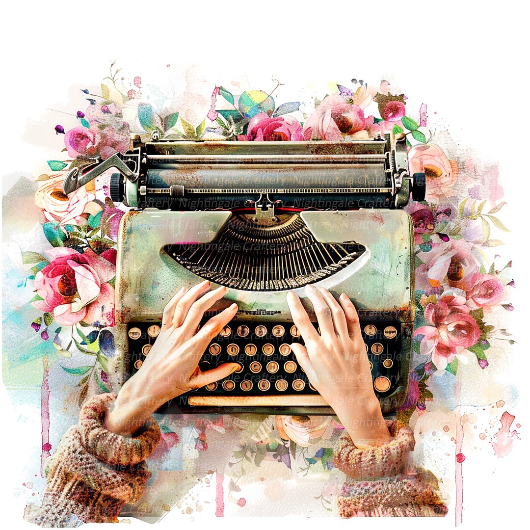 12 Writer Hands Clipart, Typewriter Clipart, Printable Watercolor ...