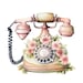 8 Vintage Floral Phone Clipart, Retro Telephone, Printable Watercolor ...