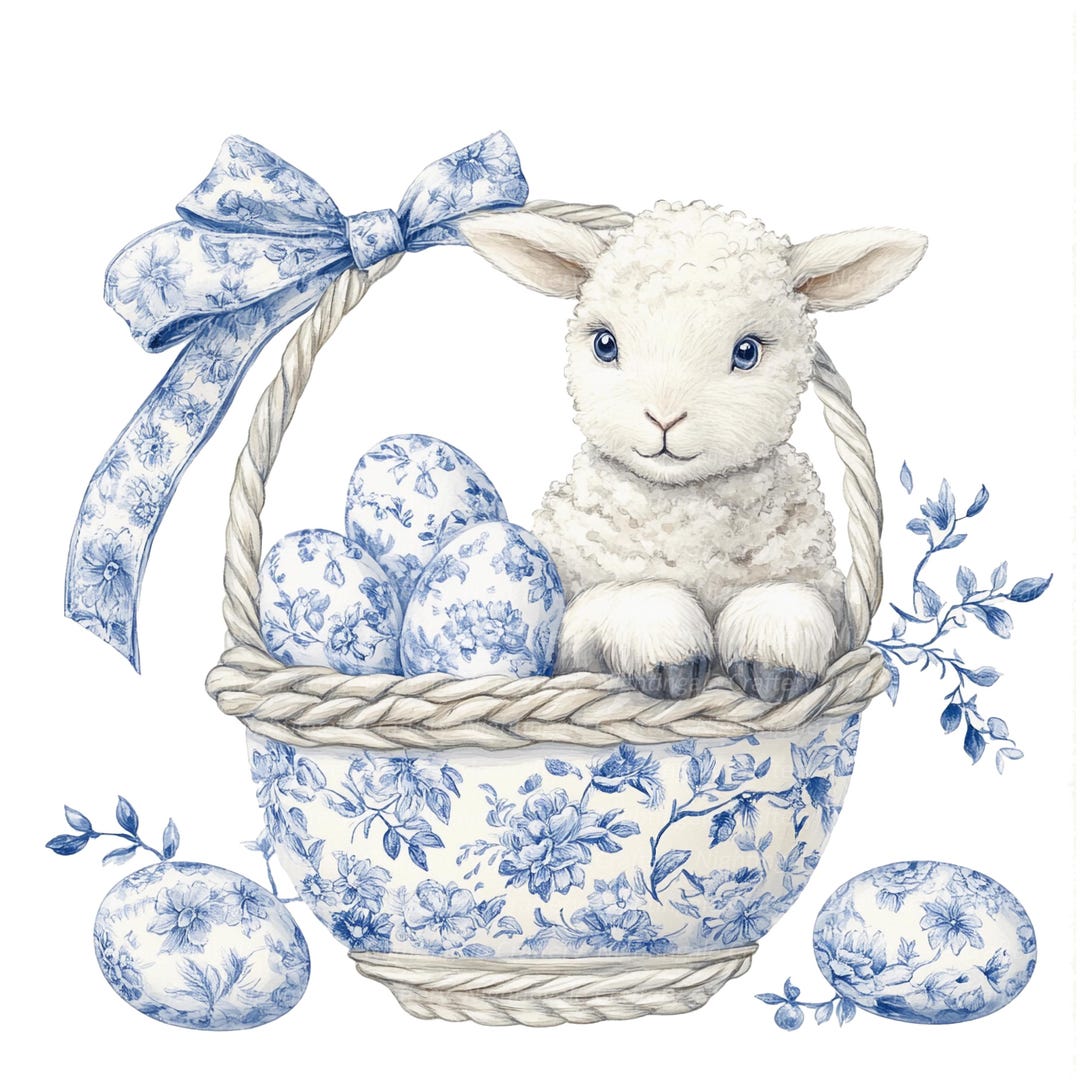 12 Easter Basket Clipart, Easter Lamb Clipart, Printable Watercolor ...