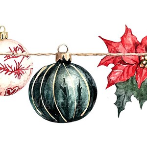 10 Christmas Garland Clipart, Seamless Border, Printable Watercolor ...