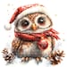 9 Christmas Owl Clipart Set 2, Christmas Card, Printable Watercolor ...