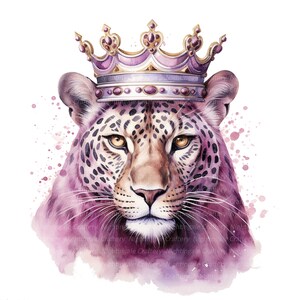 12 Leopard Queen Clipart, Leopard King, Crown, Printable Watercolor ...