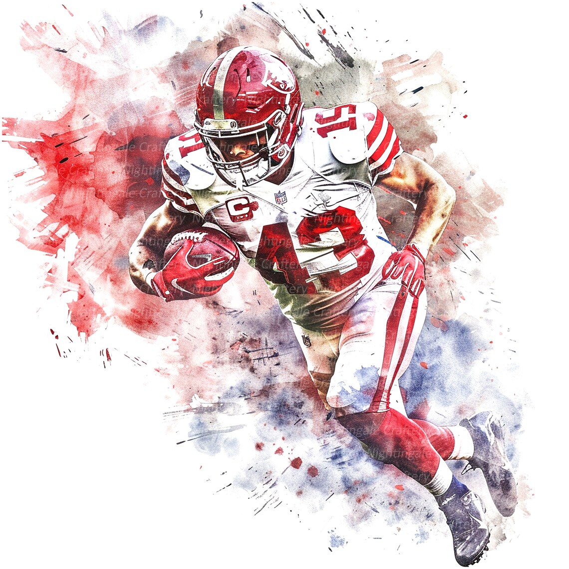 10 American Football Clipart, Football Player, Printable Watercolor ...