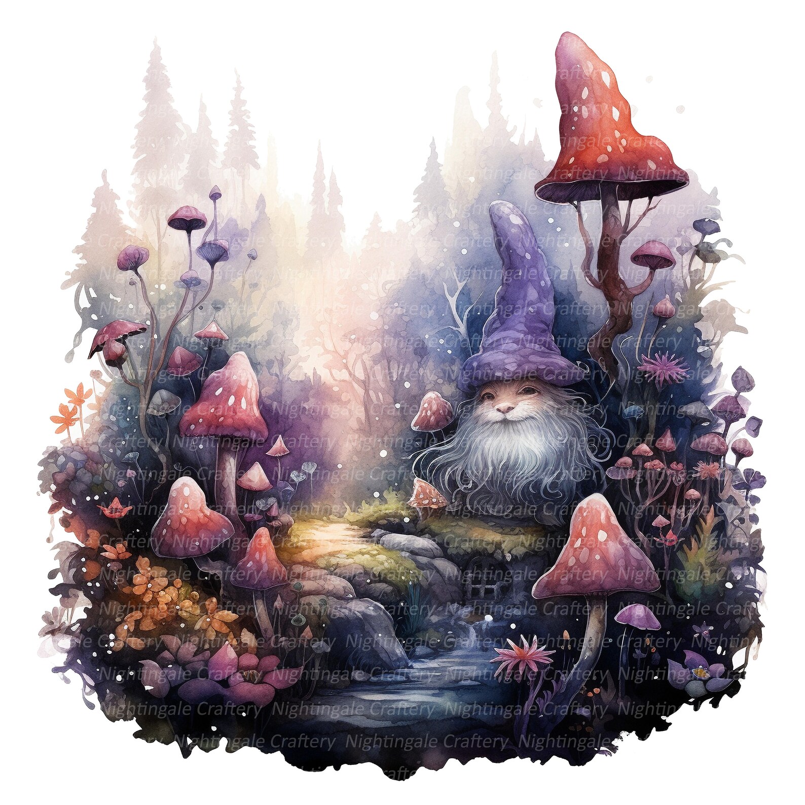 10 Magic Gnome Clipart, Forest Gnome Clipart, Printable Watercolor ...