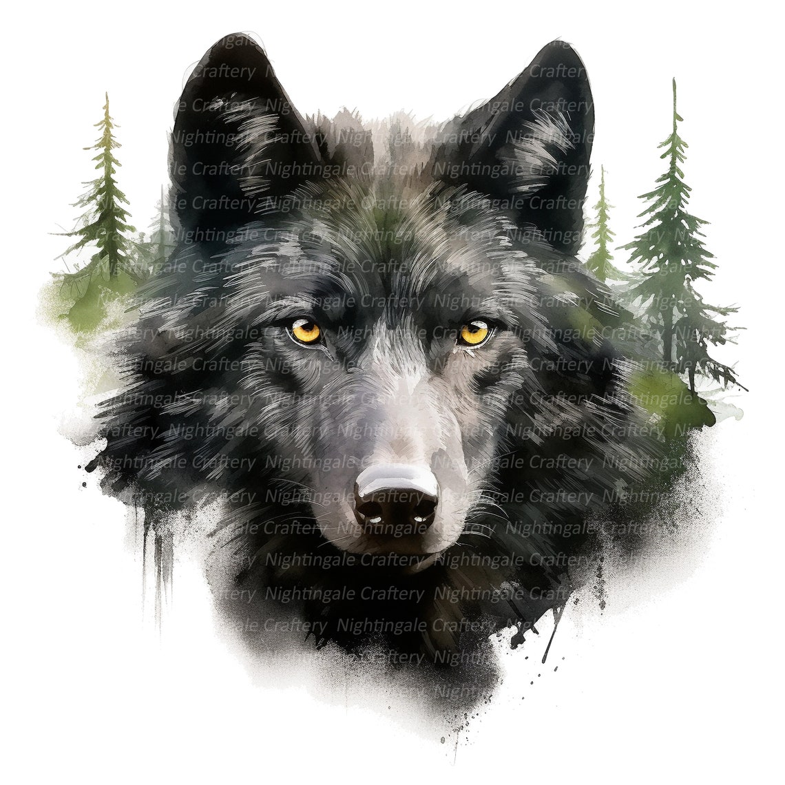 Wolf Clipart Set 2 Printable Watercolor Clipart 10 High - Etsy