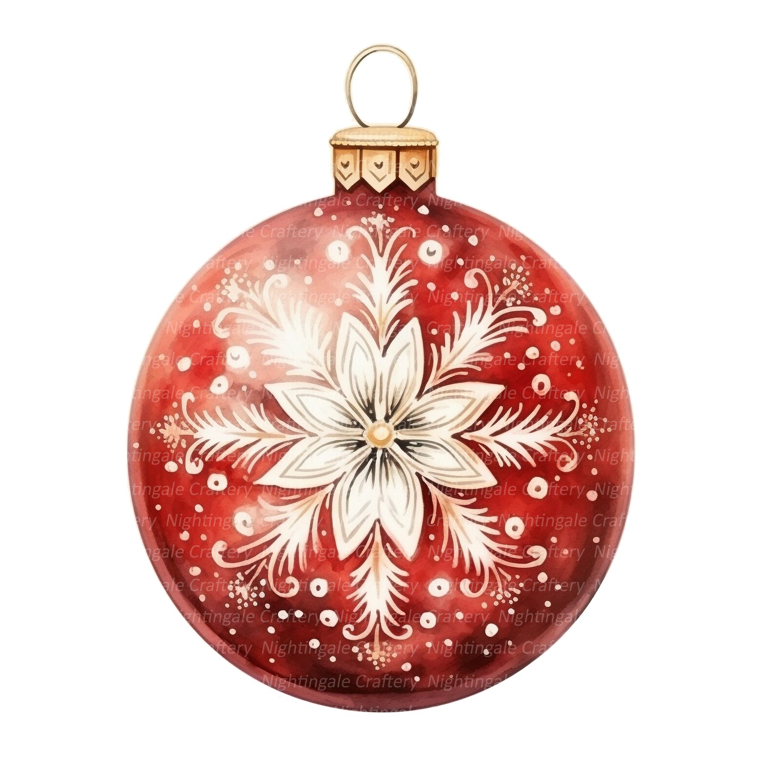 12 Red Bauble Clipart, Christmas Bauble Clipart, Printable Watercolor ...