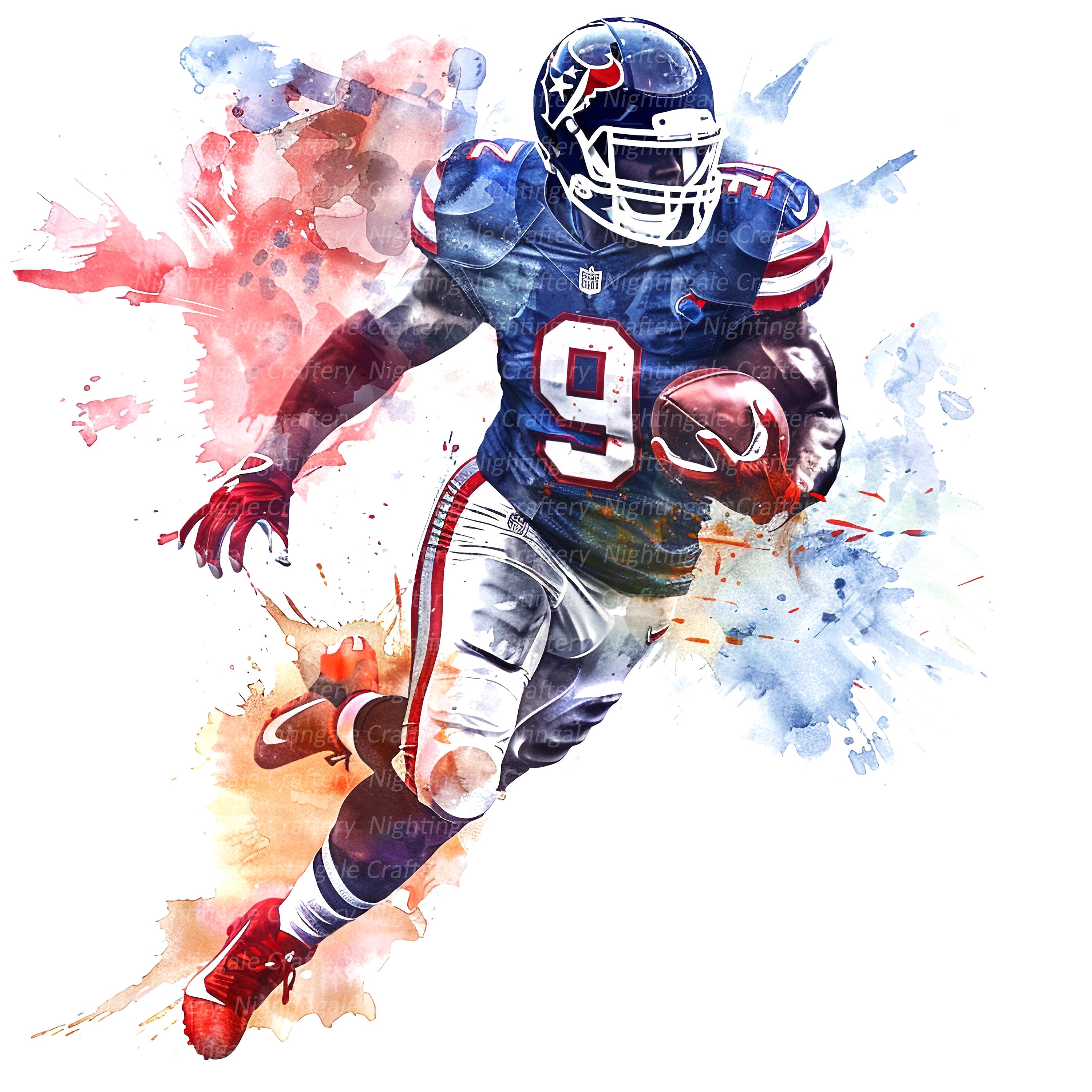 10 American Football Clipart, Football Player, Printable Watercolor ...