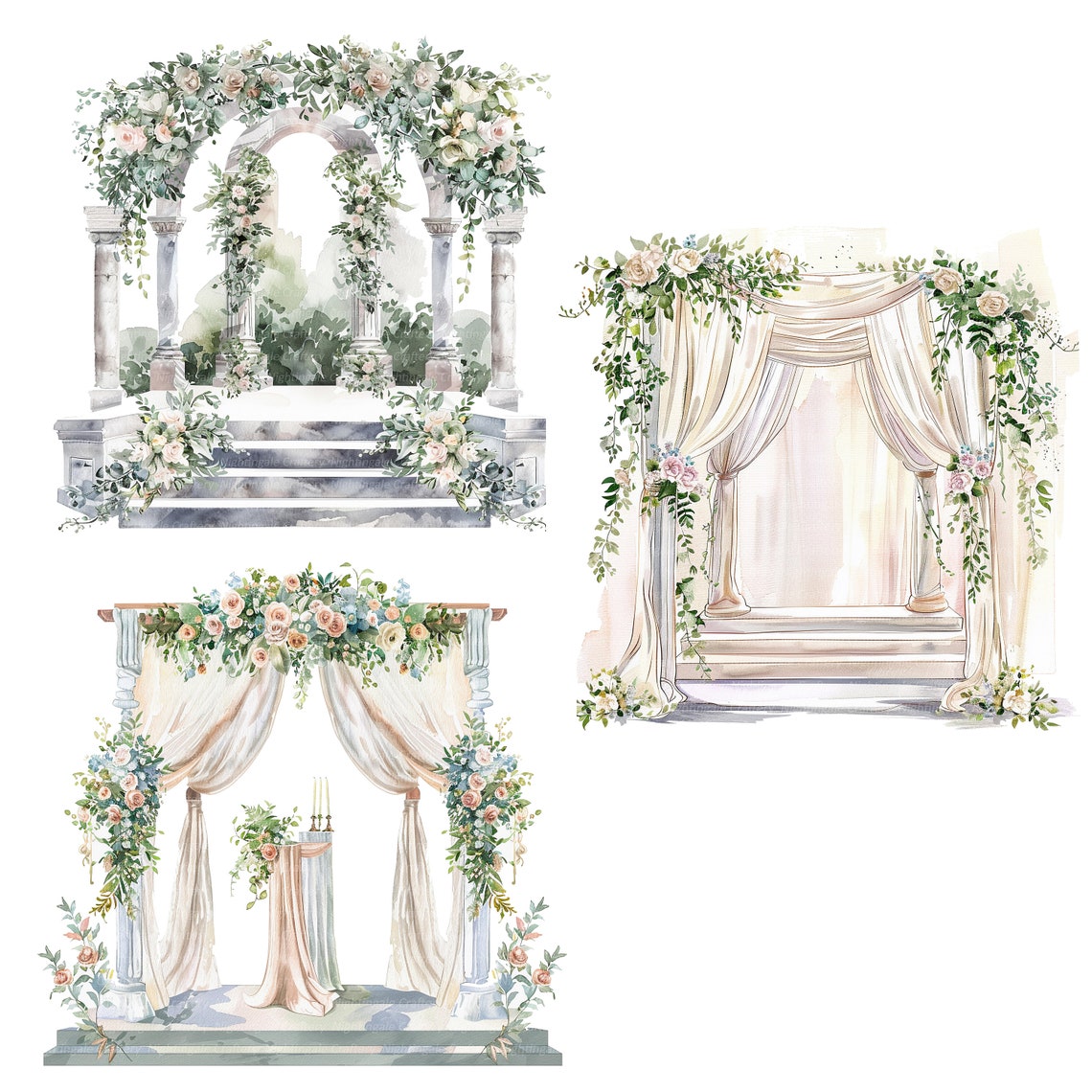 14 Wedding Altar Clipart, Wedding Invitation, Printable Watercolor ...