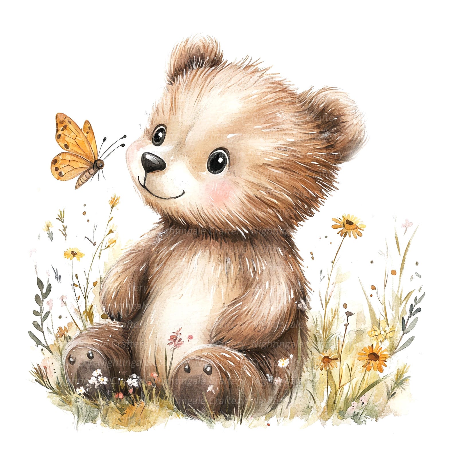 8 Nursery Teddy Bear Clipart, Nursery Teddy, Printable Watercolor ...