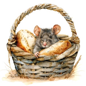 14 Cute Rat Clipart, Cute Mouse Clipart, Printable Watercolor Clipart ...