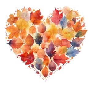 12 Autumn Leaves Heart Clipart, Fall Leaves Heart, Digital Clipart ...