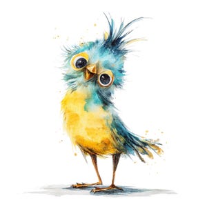 12 Whimsical Birds Clipart, Watercolor Birds, Digital Clipart ...