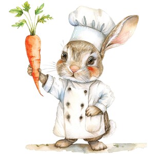 8 Bunny Chef Clipart, Cook Clipart, Printable Watercolor Clipart, High ...