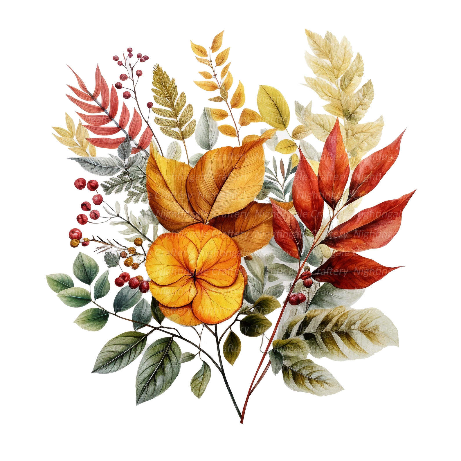 12 Autumn Leaves Bouquet Clipart Fall Leaves Printable - Etsy