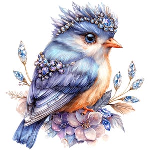 10 Jeweled Birds Clipart, Printable Bird, Printable Watercolor Clipart ...